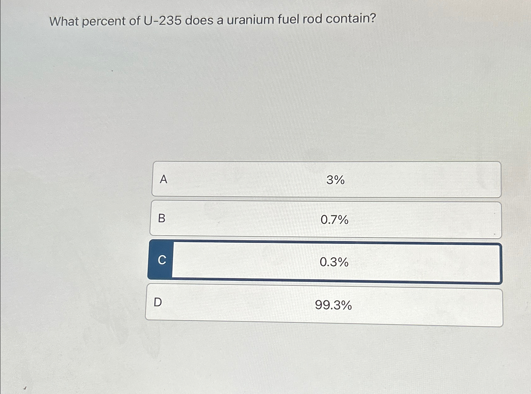 Solved What percent of U-235 ﻿does a uranium fuel rod | Chegg.com