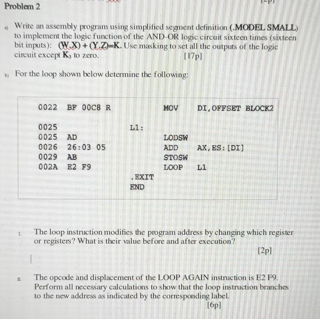 Solved Problem 2 Write an assembly program using simplified | Chegg.com
