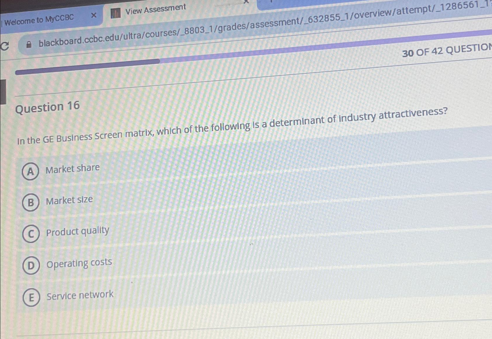 Solved View Assessment30 ﻿OF 42 ﻿QUESTIOQuestion 16In the GE | Chegg.com