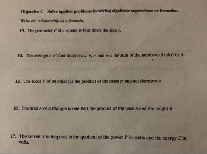 Solved Objective C Solve applied problems involving | Chegg.com