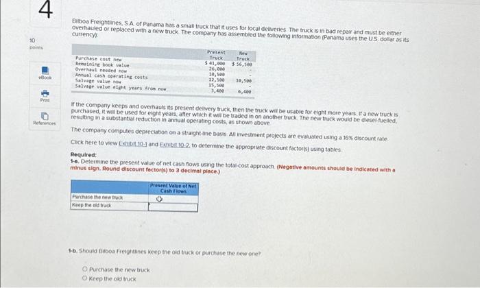 Solved 4 10 points eBook Print References Bilboa | Chegg.com
