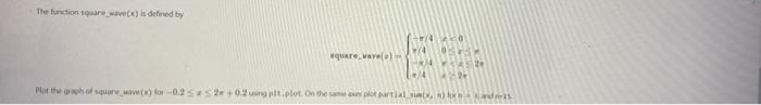 Solved The function square wave() is defined by quare) 30 | Chegg.com