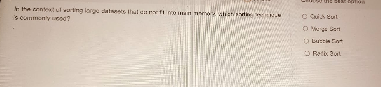 Solved In The Context Of Sorting Large Datasets That Do Not