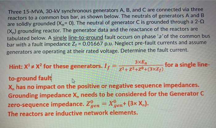 Solved Three 15-MVA, 30-kV synchronous generators A, B, and | Chegg.com