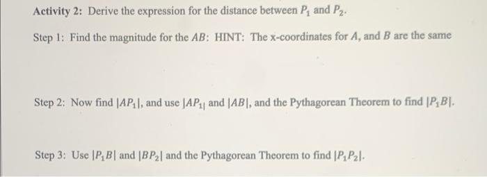 Solved Activity 2: Derive the expression for the distance | Chegg.com