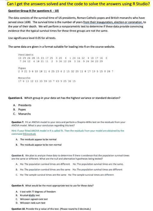 Solved Can I get the answers solved and the code to solve | Chegg.com