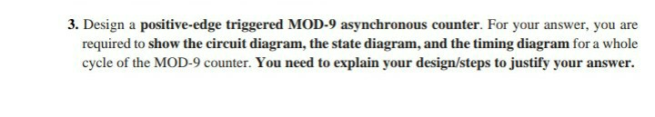 Solved 3. Design a positive-edge triggered MOD-9 | Chegg.com