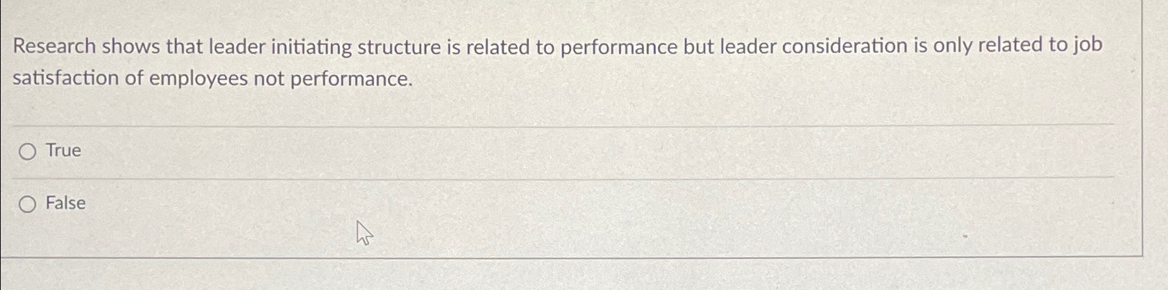 Solved Research shows that leader initiating structure is | Chegg.com