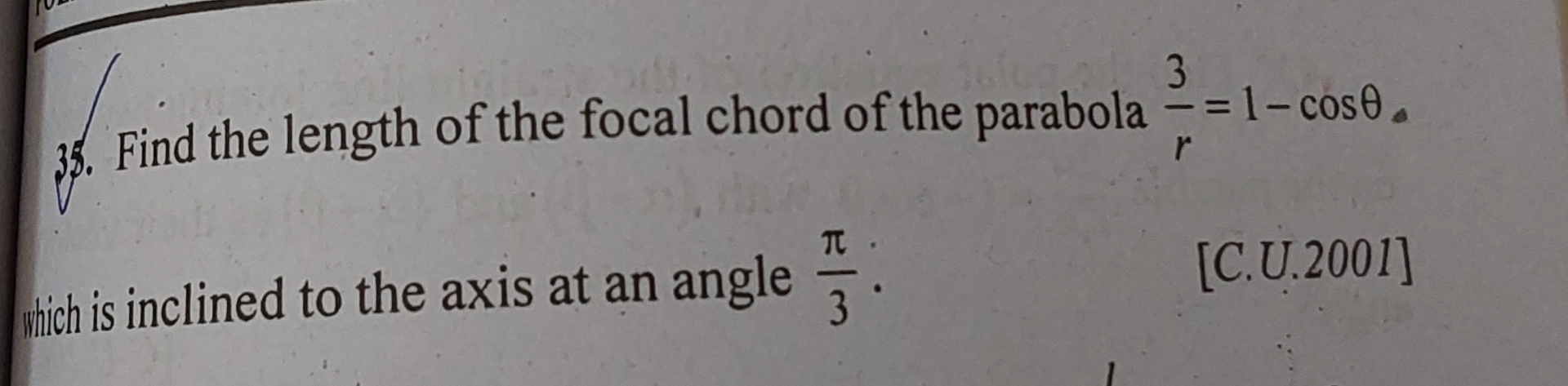 Find the length of the focal chord of the parabola | Chegg.com