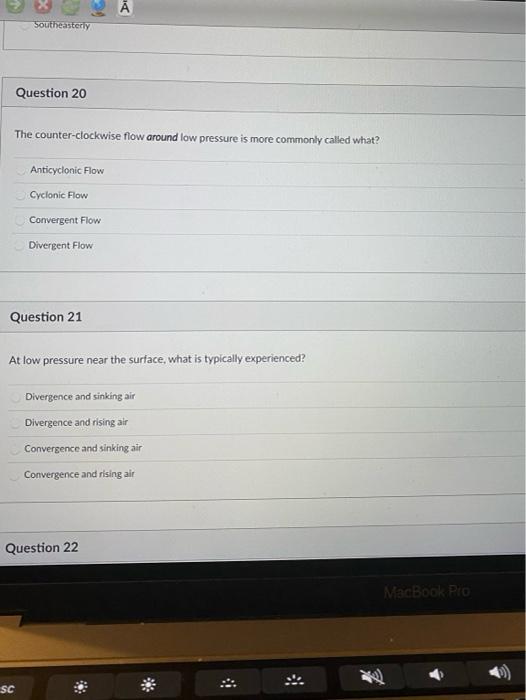 Solved Southeasterly Question 20 The counter-clockwise flow | Chegg.com