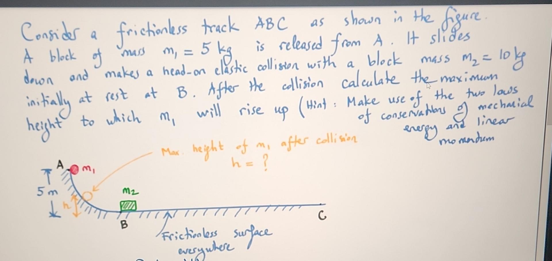 Solved Consider a frictionless track ABC as shown in the | Chegg.com