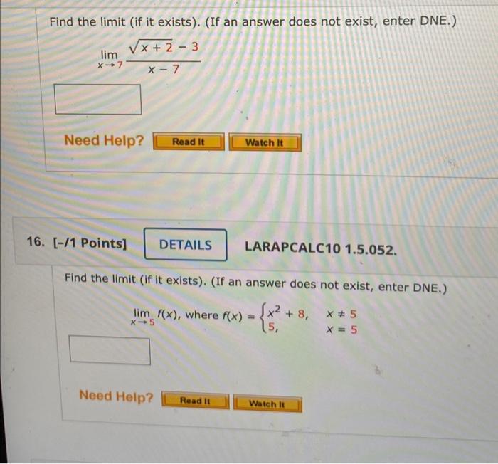 Solved Find the limit (if it exists). (If an answer does not | Chegg.com
