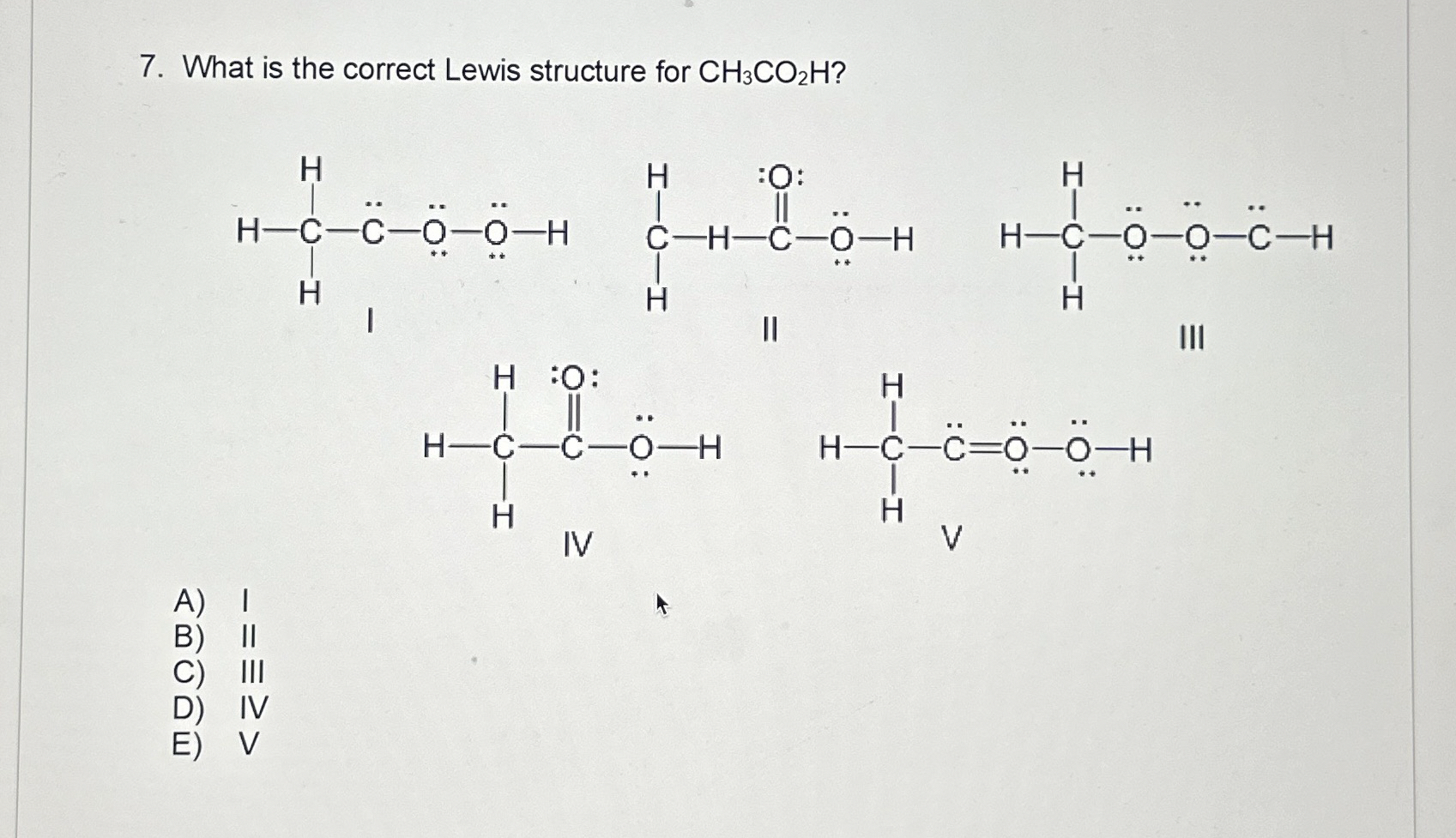 Solved What is the correct Lewis structure for | Chegg.com