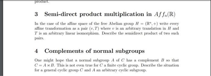 Solved product. 3 Semi-direct product multiplication in | Chegg.com