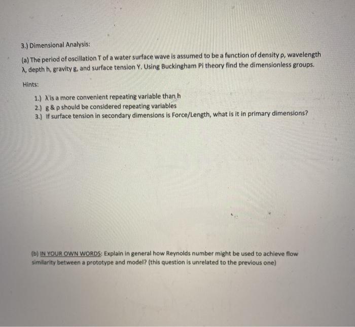 Solved 3.) Dimensional Analysis: (a) The period of | Chegg.com