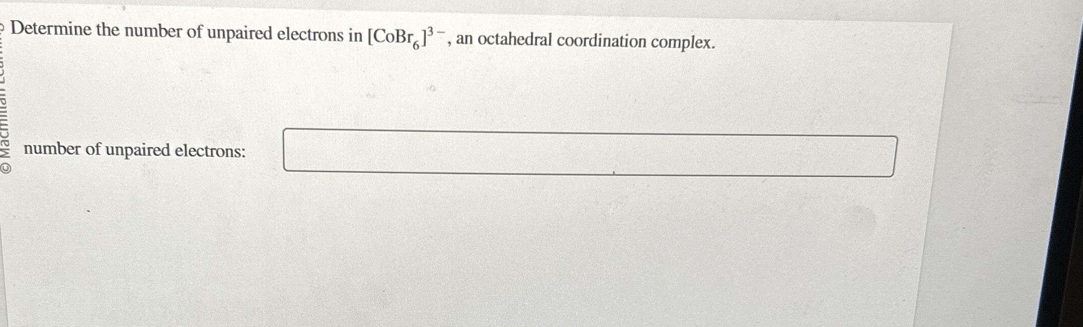 Solved Determine the number of unpaired electrons in | Chegg.com