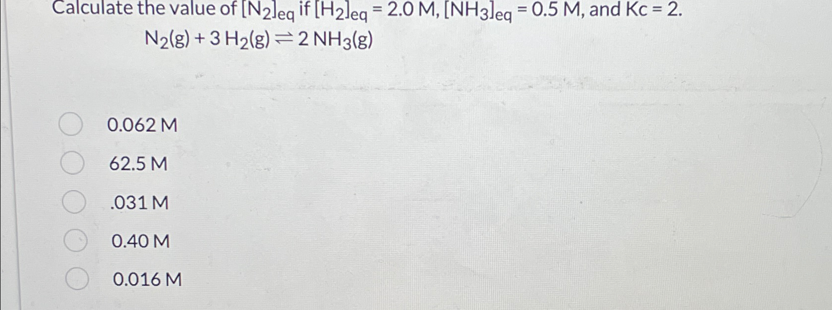 Solved Calculate the value of [N2]eq ﻿if | Chegg.com