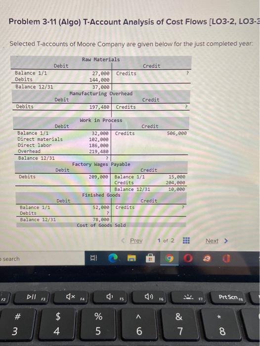Solved Problem 3-11 (Algo) T-Account Analysis of Cost Flows | Chegg.com