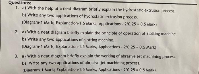 Solved Questions: 1. a) With the help of a neat diagram | Chegg.com