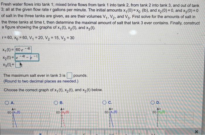 Solved Fresh water flows into tank 1; mixed brine flows from | Chegg.com