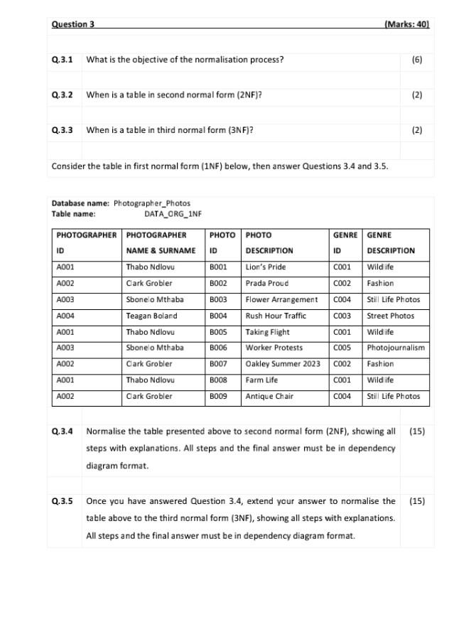 Question 1 (Marks: 5) A database management system | Chegg.com