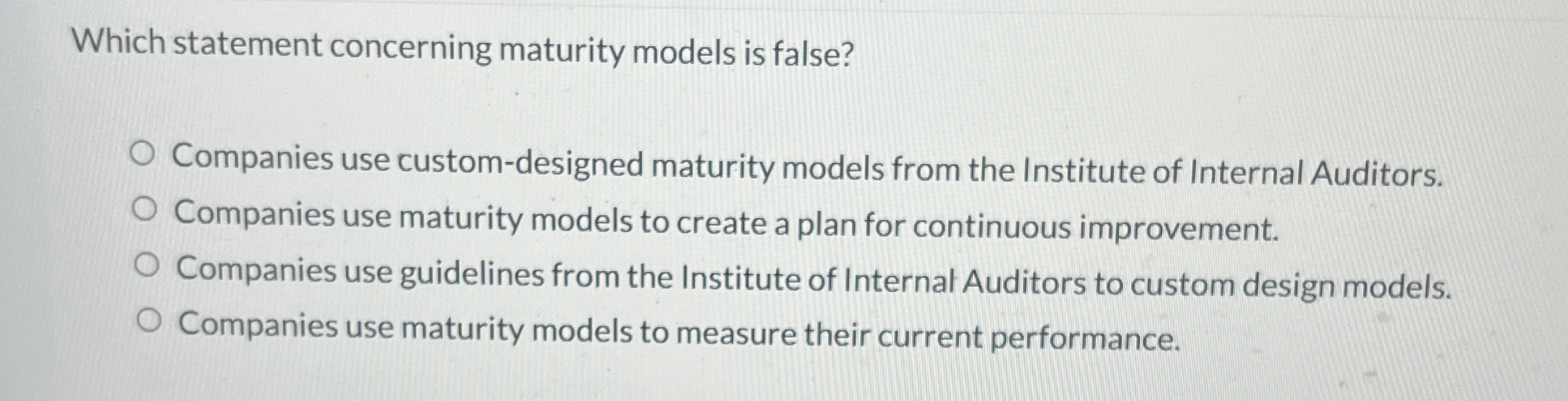 Solved Which Statement Concerning Maturity Models Is 2625