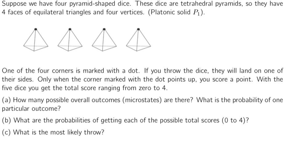 Solved Suppose we have four pyramid-shaped dice. These dice | Chegg.com