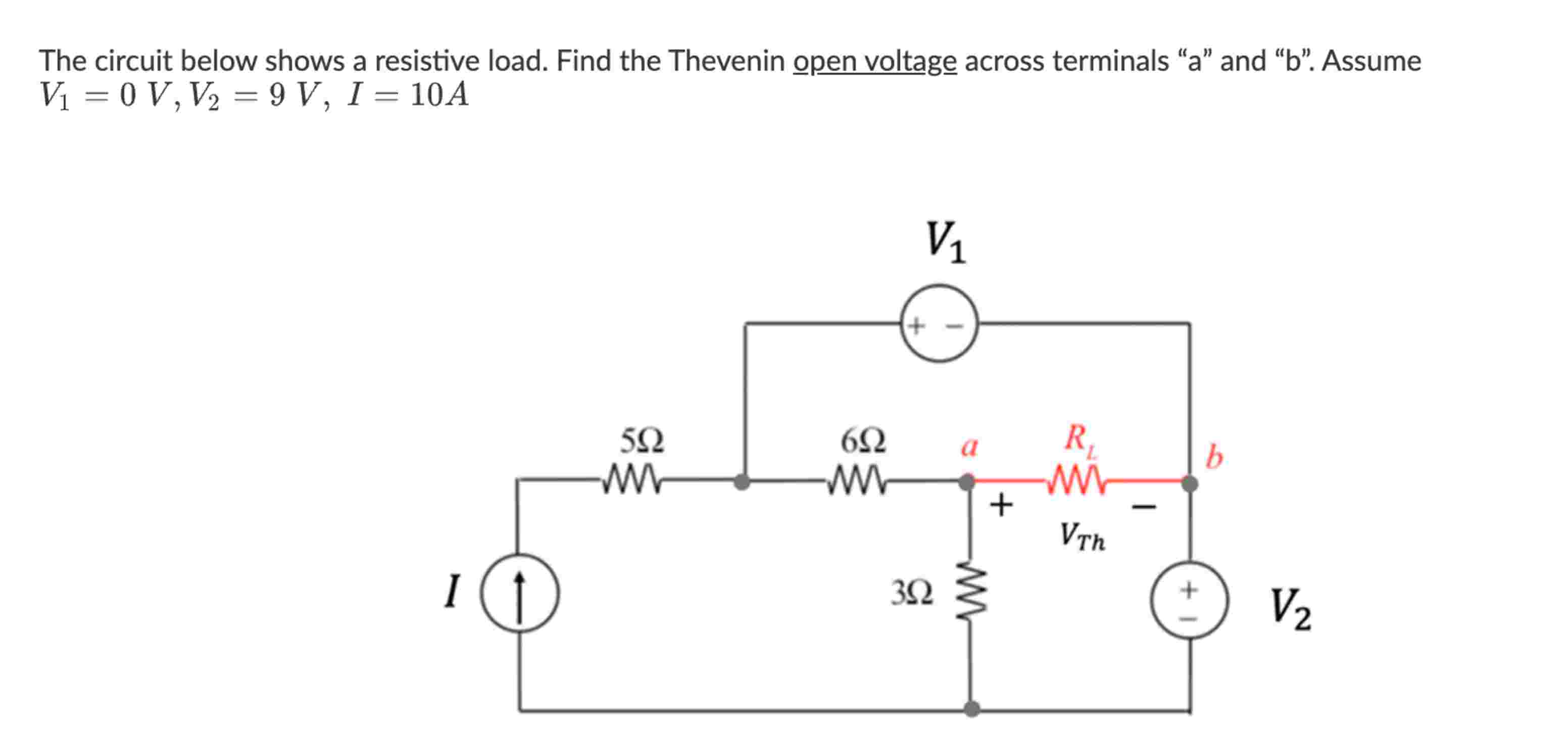 Solved The circuit below shows a resistive load. Find the | Chegg.com