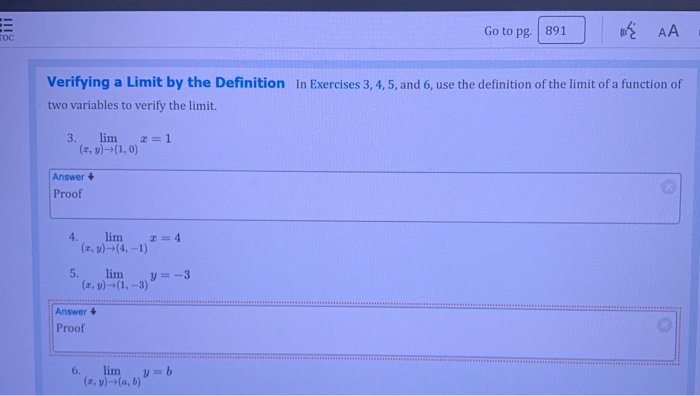 Solved Go to pg 891 AA TOC Verifying a Limit by the | Chegg.com