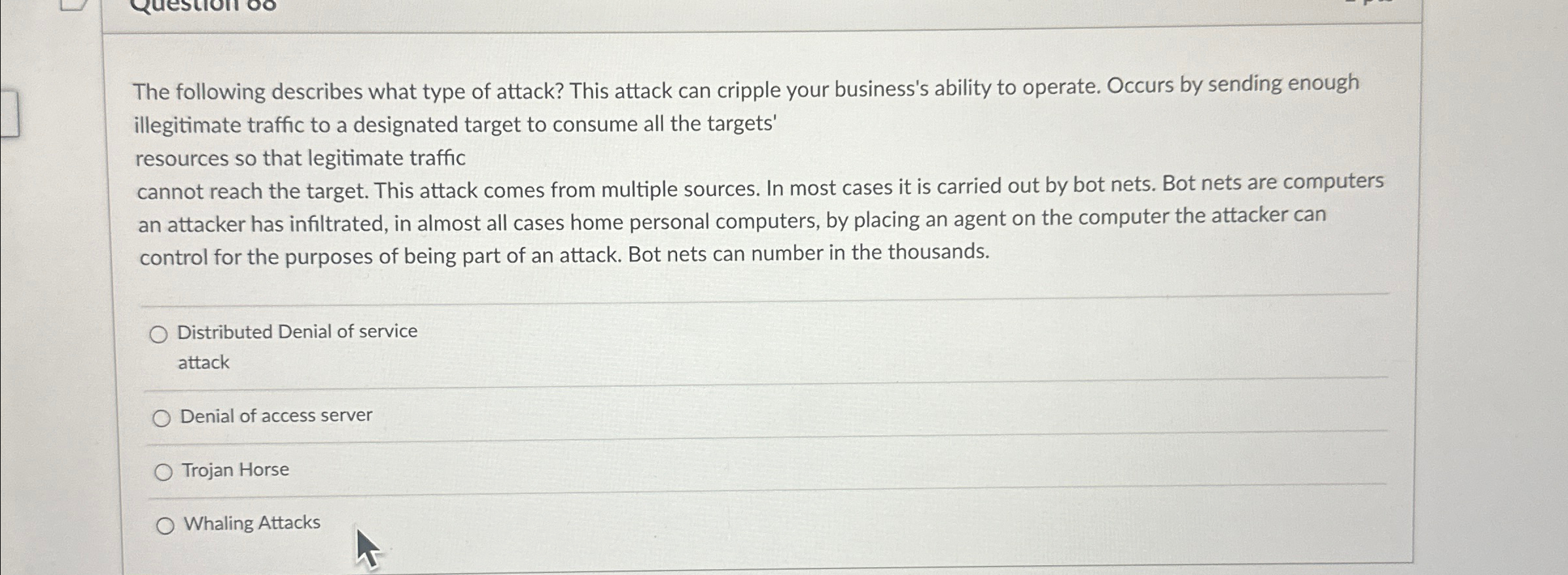 Solved The following describes what type of attack? This | Chegg.com