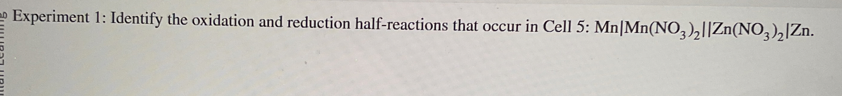 Solved Experiment 1: Identify the oxidation and reduction | Chegg.com