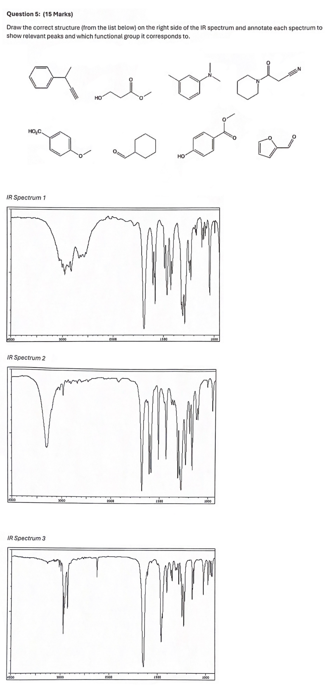 Solved Question 5: (15 ﻿Marks)Draw the correct structure | Chegg.com