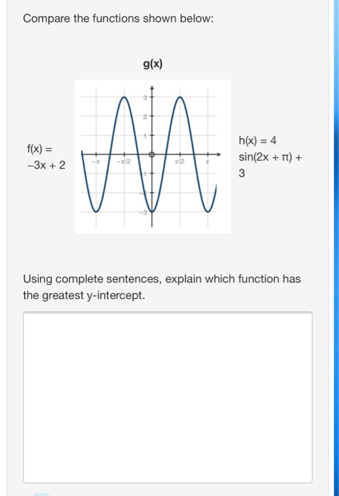 Solved Compare the functions shown below: g(x) f(x) = -3x + | Chegg.com