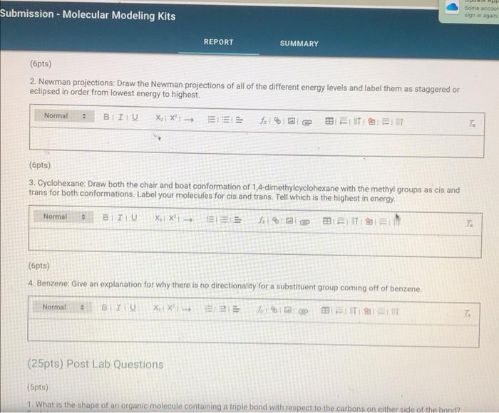 Solved Data And Report Submission - Molecular Modeling Kits | Chegg.com