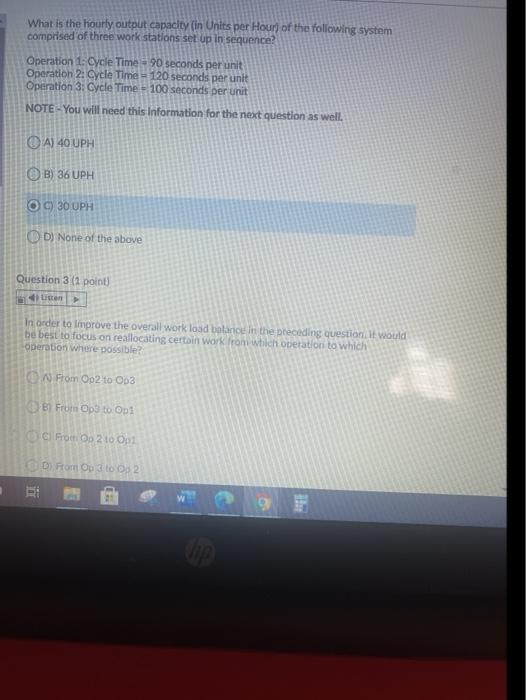 Solved What is the hourly output capacity (in Units per Hour | Chegg.com