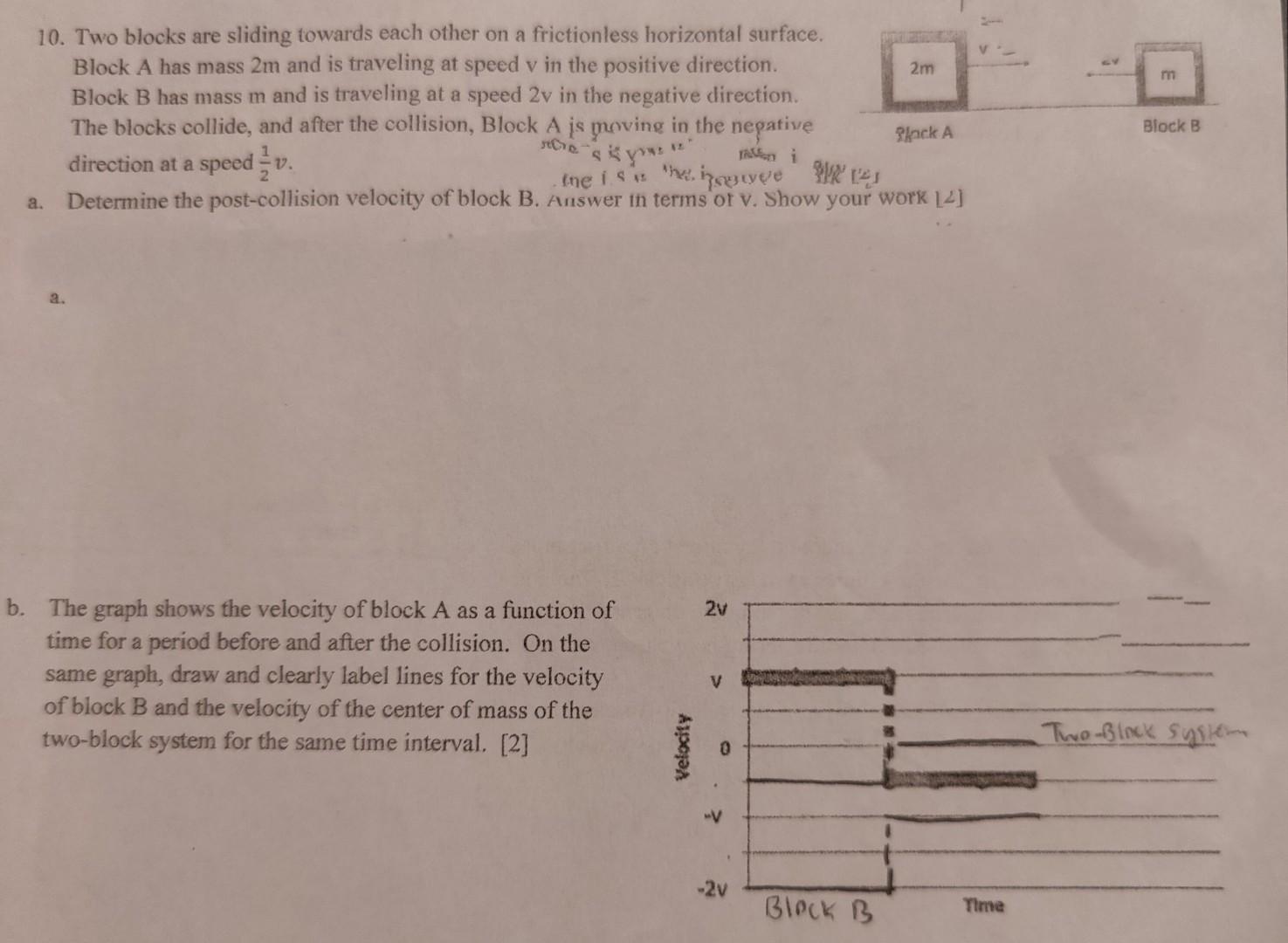 Solved 10. Two blocks are sliding towards each other on a | Chegg.com