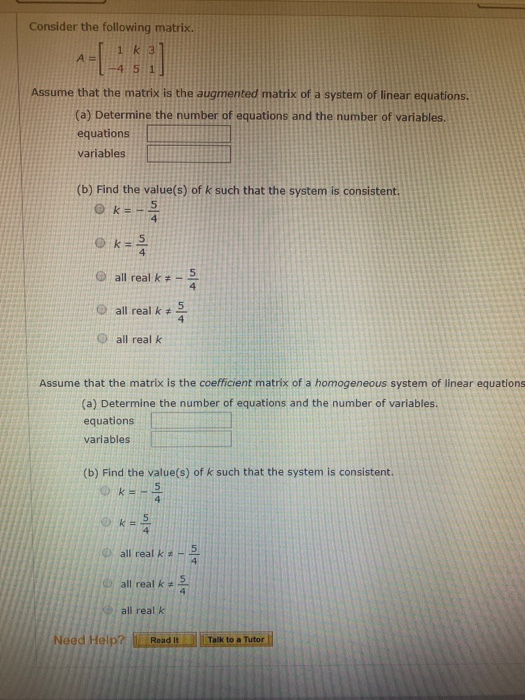 Solved Consider the following matrix. 13 4 5 Assume that the | Chegg.com