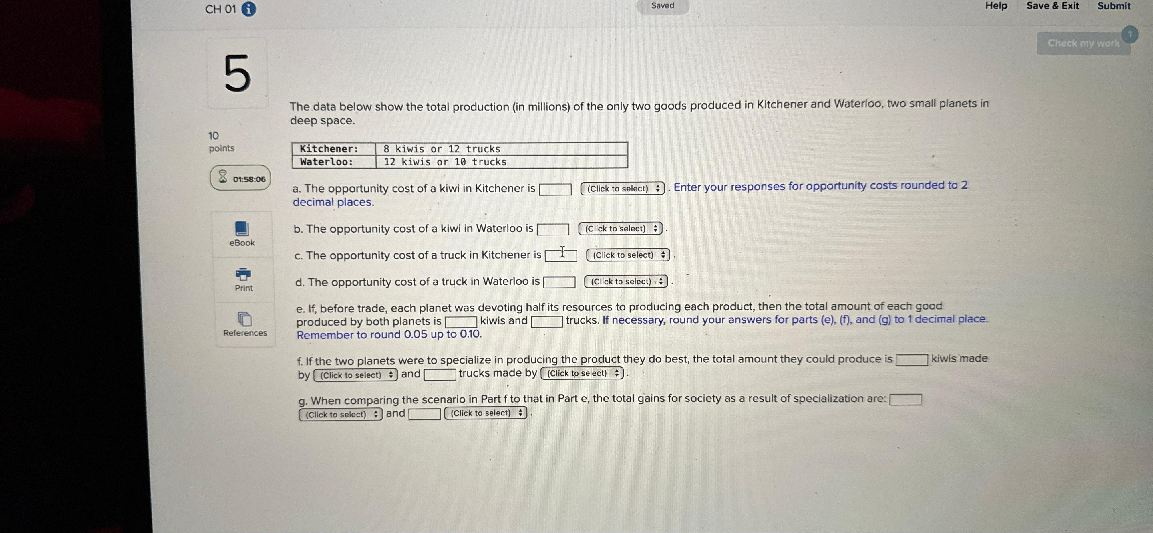 Solved CH01 ﻿iSavedHelpSave & ExitSubmitThe data below show | Chegg.com