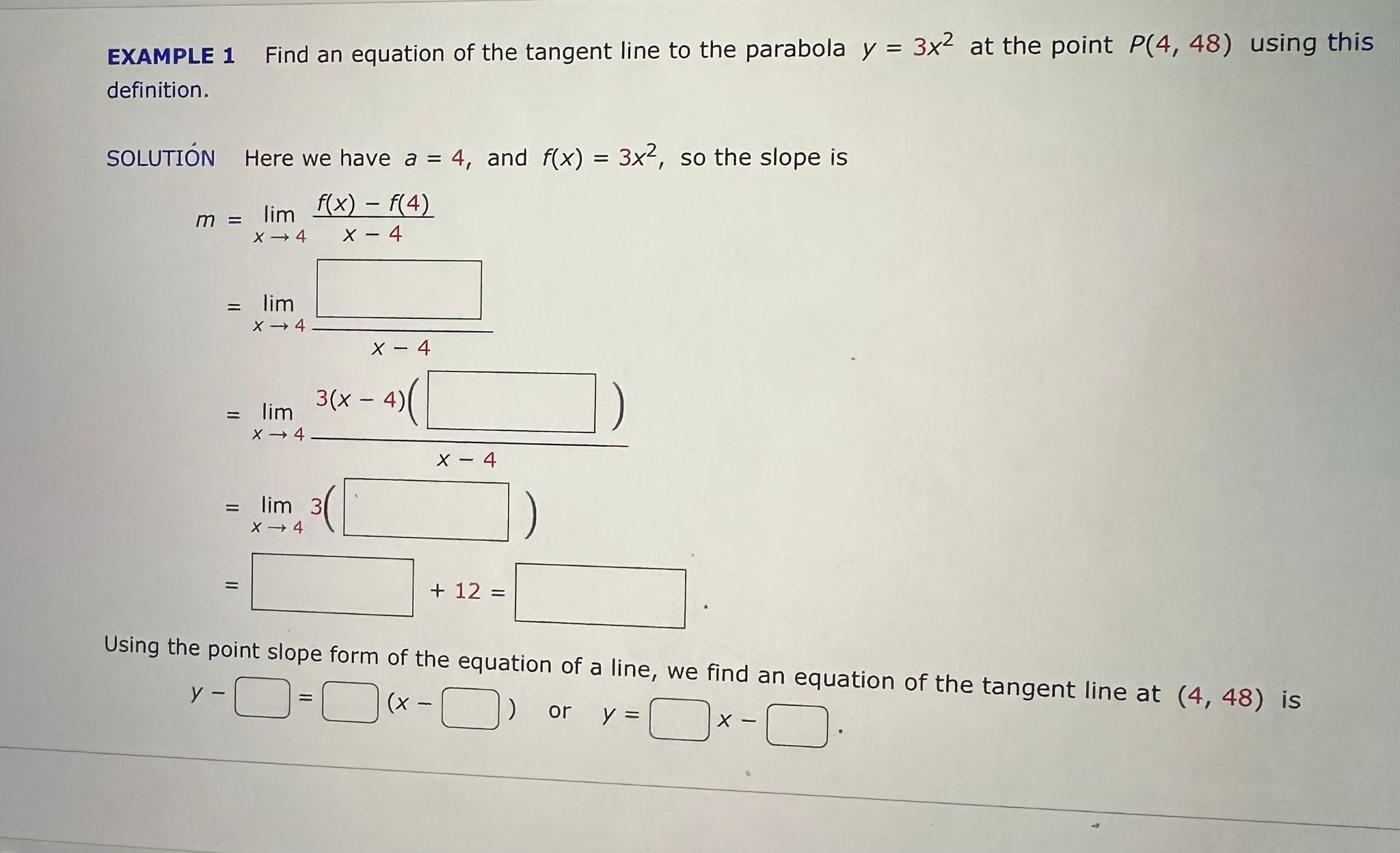 Solved EXAMPLE 1 ﻿Find an equation of the tangent line to | Chegg.com