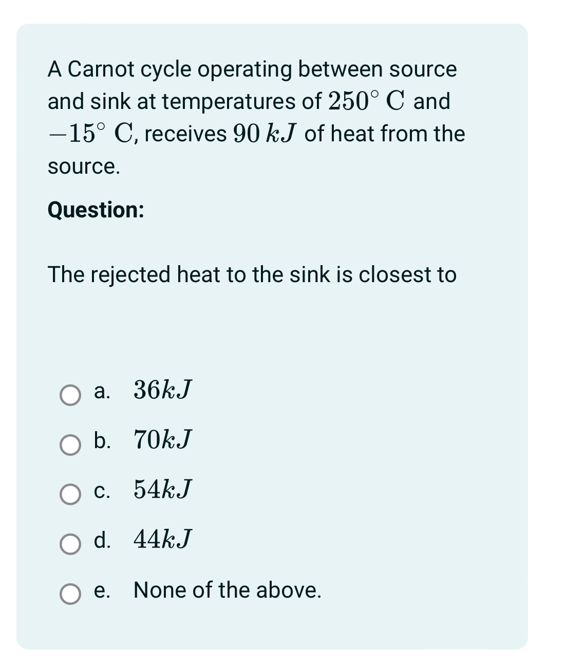 Solved A Carnot cycle operating between source and sink at | Chegg.com