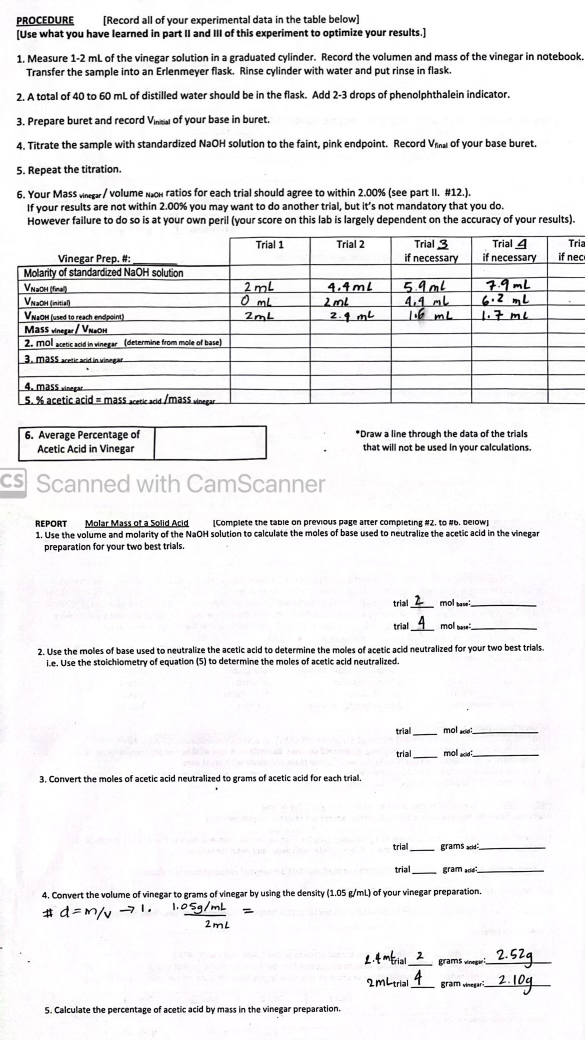 Solved Can someone help me solve this please???PROCEDURE | Chegg.com