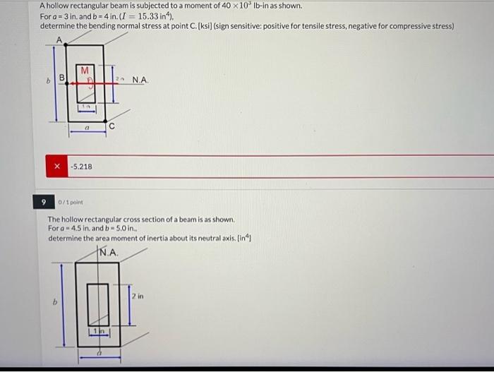 Solved A hollow rectangular beam is subjected to a moment of | Chegg.com