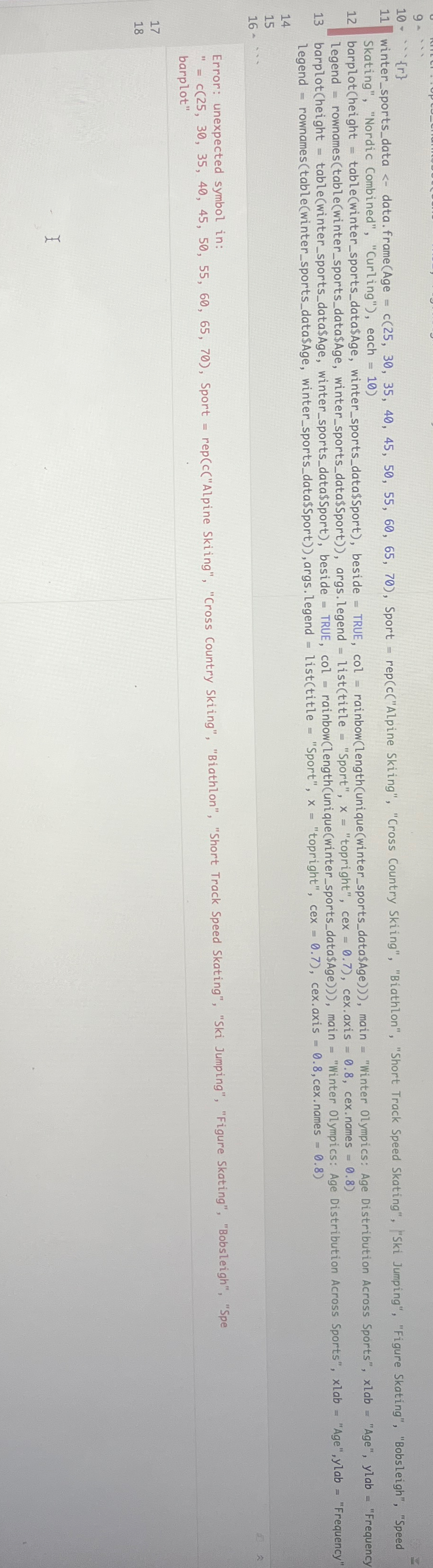 Solved Correct the error in R code please9-cdots{r} | Chegg.com
