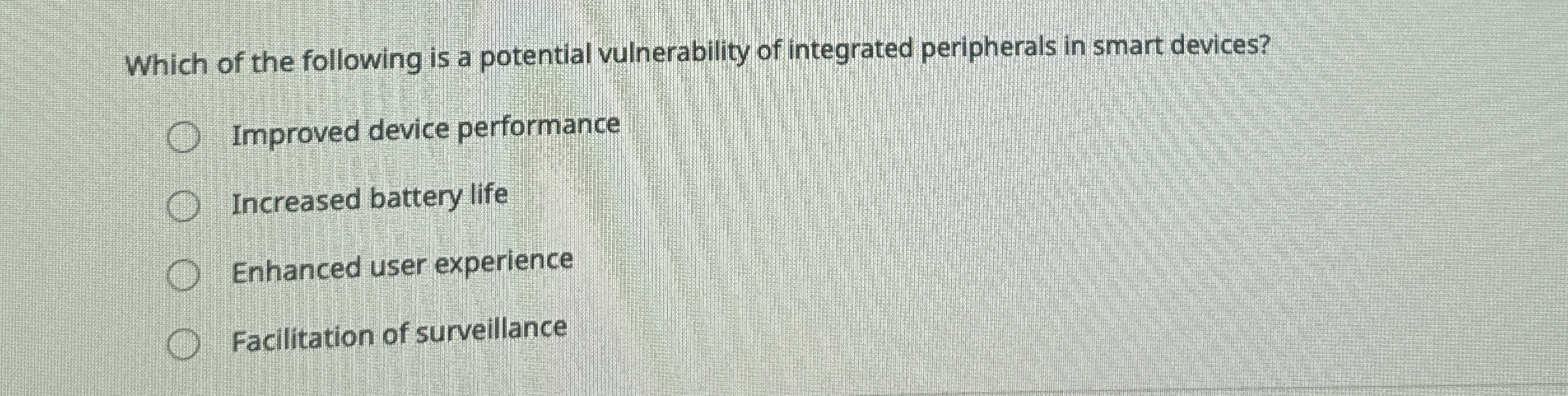 Solved Which of the following is a potential vulnerability | Chegg.com
