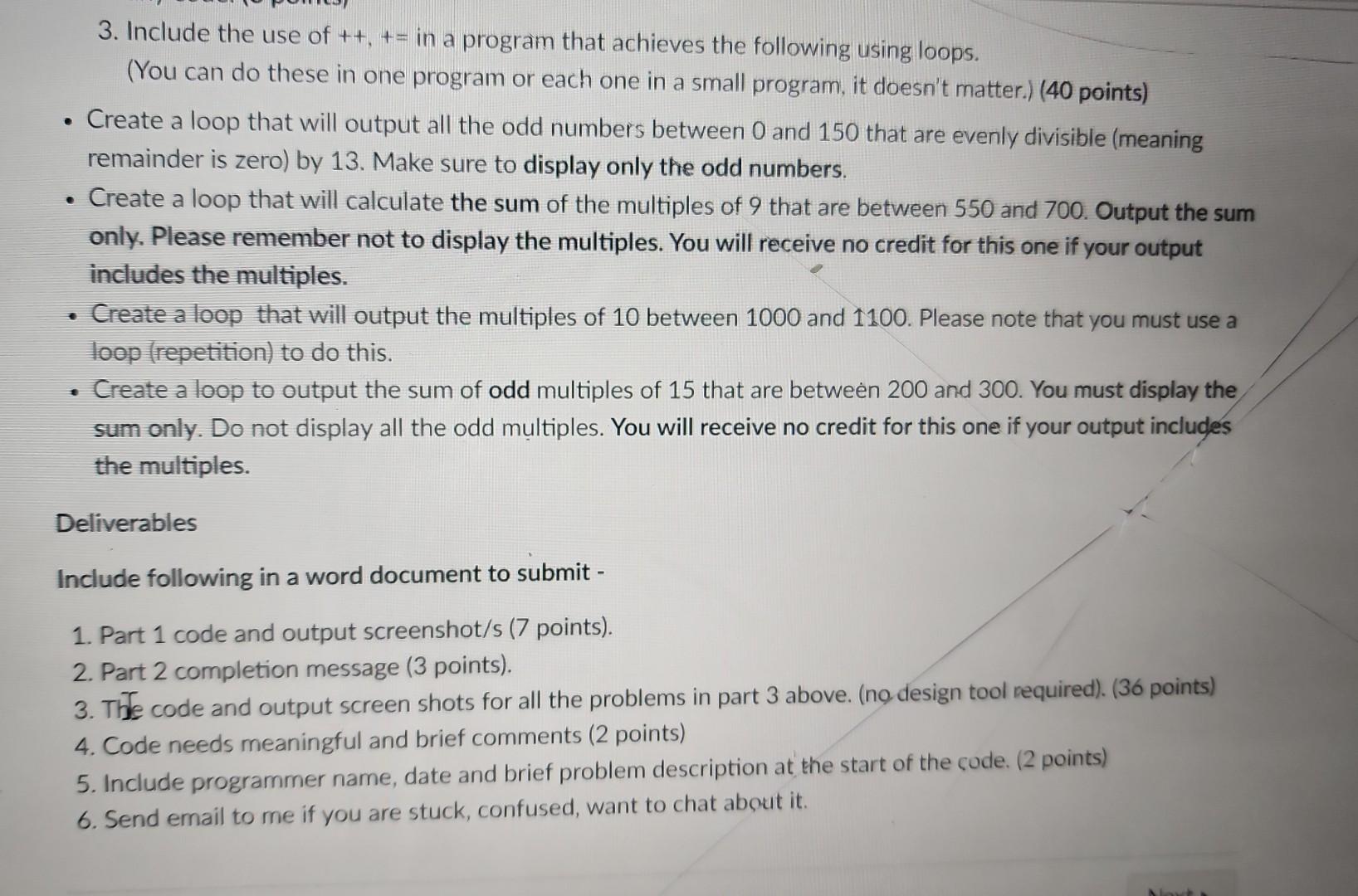 Solved 3. Include the use of,+++= in a program that achieves | Chegg.com