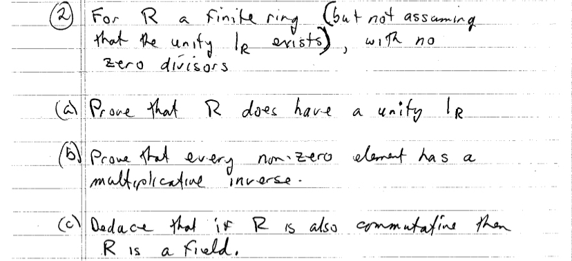 Solved (2) ﻿For R ﻿a finite ring (but not assuming that the | Chegg.com