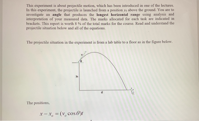 Solved This experiment is about projectile motion, which has | Chegg.com