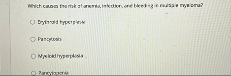 Solved Which causes the risk of anemia, infection, and | Chegg.com
