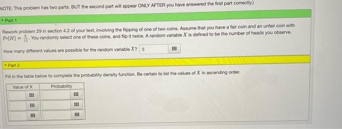 Solved NOTE: This problem has two parts. BUT the second part | Chegg.com