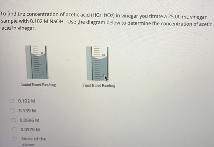 Solved To find the concentration of acetic acid (HC2H302) in | Chegg.com